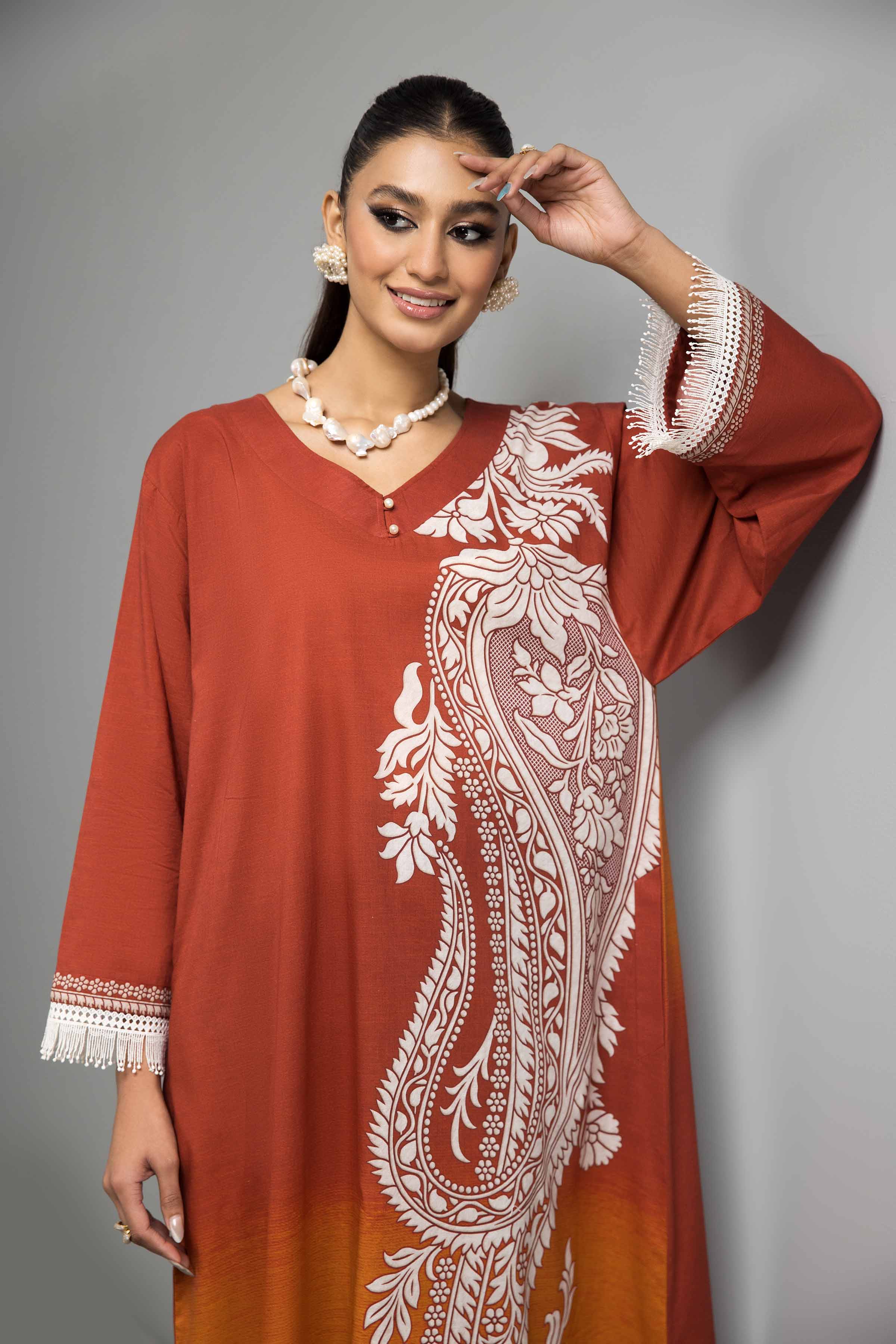 Printed Fustaan - DE23-01 – NISHAT USA